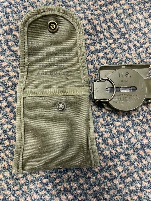 GENUINE US ARMY M1950 Compass Dated 1953 And Case Vietnam War Contract ...