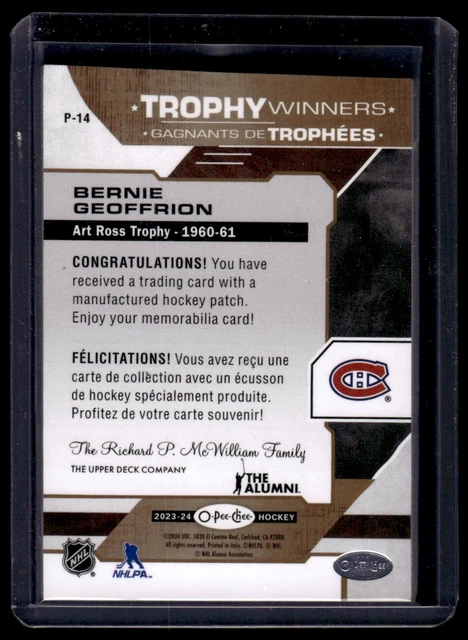 2023-24 O-PEE-CHEE TROPHY Winners Bernie Geoffrion #P-14 Montreal ...