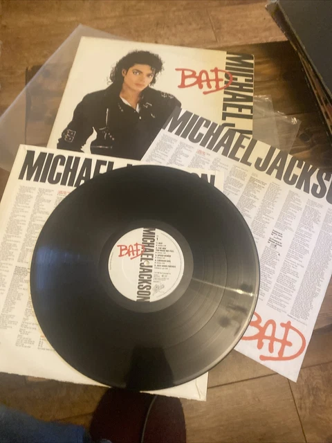 MICHAEL JACKSON BAD LP Vinyl Album 1987 with lyrics sleeve 450290 ...