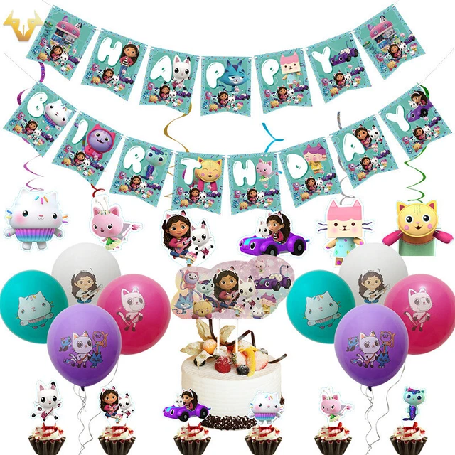 Gabbys Dollhouse Birthday Party Supplies Banner Balloons Pink Cake