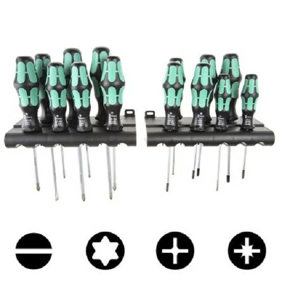 WERA STANDARD SCREWDRIVER SET 14Pcs Cross,Phillips-Recess,Pozidriv,Slotted, Torx EUR 229,43 ...