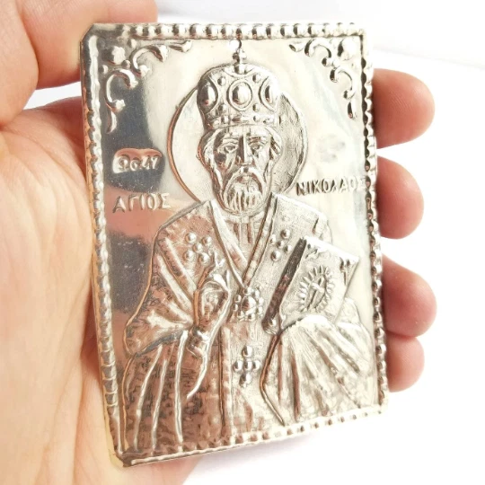 ARGENT SAINT NICOLAS Agios Nikolaos ex-Voto Tama/Tamata, miracle grec ...