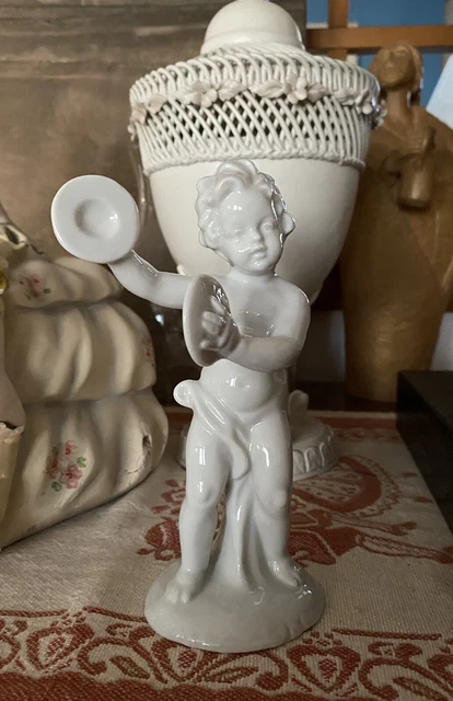 CERAMICA ANTICA CAPODIMONTE Putto cm 16,5 Vintage Statuine Arredamento ...