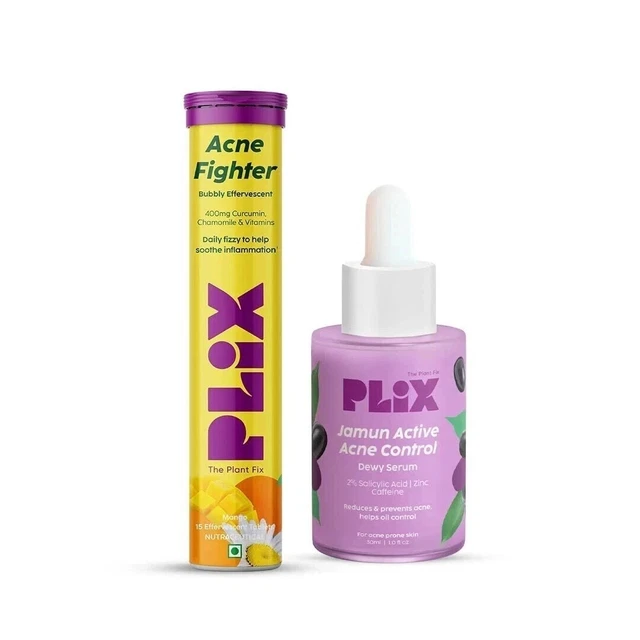 PLIX - JAMUN Active Acne Control Dewy Serum 30ml and Acne Fighter 15 ...
