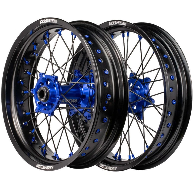 SUPERMOTO WHEEL SET (Black/Blue 17x.3.5/17x4.25) for 2024-2024 GasGas ...