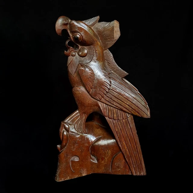 ANTIQUE 1940 PITA Maha Parrot Bird Balinese Sculpture 14" Carved Wood ...