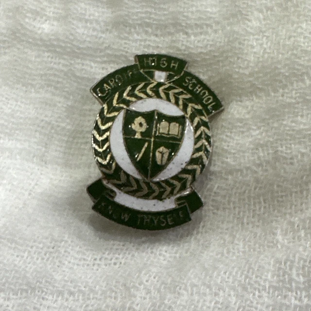 VINTAGE ENAMEL CARDIFF High School Badge $50.00 - PicClick AU