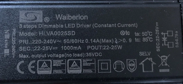 WAIBERLON LED TRAFO HBL HLVA0025SD Stufen Dimmbar LED Driver 22-25V ...