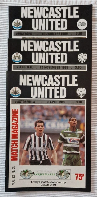 6 X NEWCASTLE United 1988/89 Home League Programmes inc. Man. Utd £8.00 ...