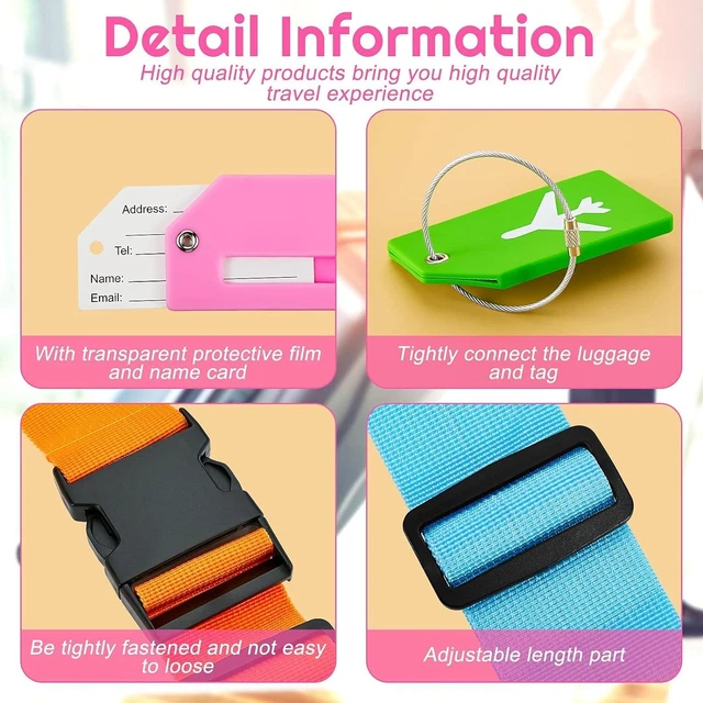 8 PACK LUGGAGE Straps Suitcase Tags Set, Travel Adjustable Suitcase ...