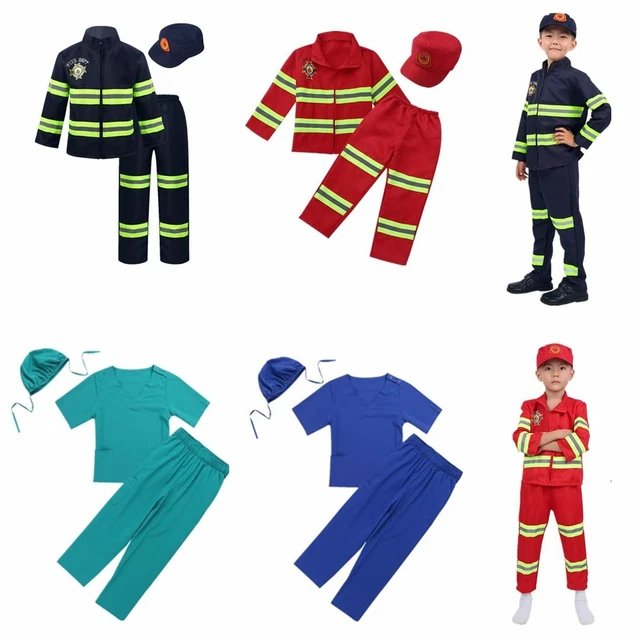 DOCTOR COSTUME KIDS Boy Girl Fireman Cosplay Paramedic Surgeon Scrub ...