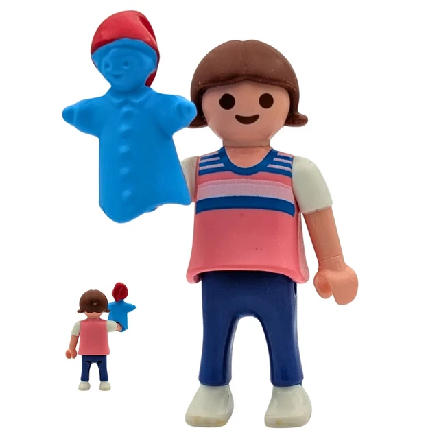 PLAYMOBIL FIGURINE FILLE rose/bleu marionnette poupée maison ville ...