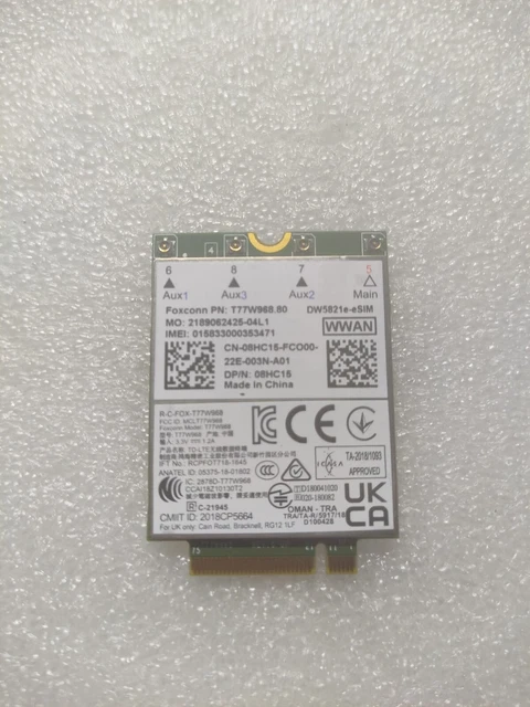 DELL LATITUDE 5420 Snapdragon X20 4G LTE Wireless Card DW5821e-eSIM ...