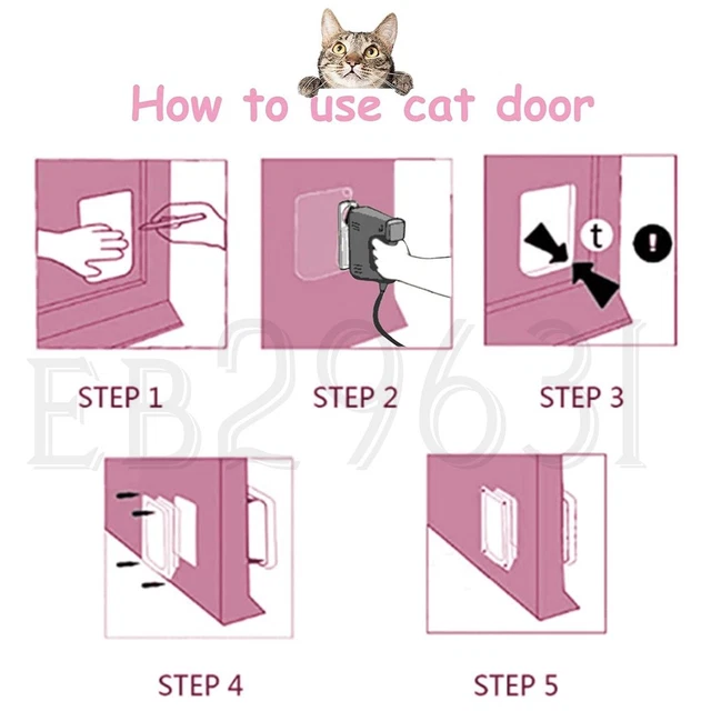 4-WAY SAFE LOCKABLE Locking Pet Cat Dog Door Brushy Flap Screen L Large ...