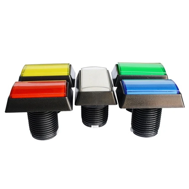 NEW ARCADE SQUARE Rectangle Push Buttons Illumilated LED w/ Microswitch ...