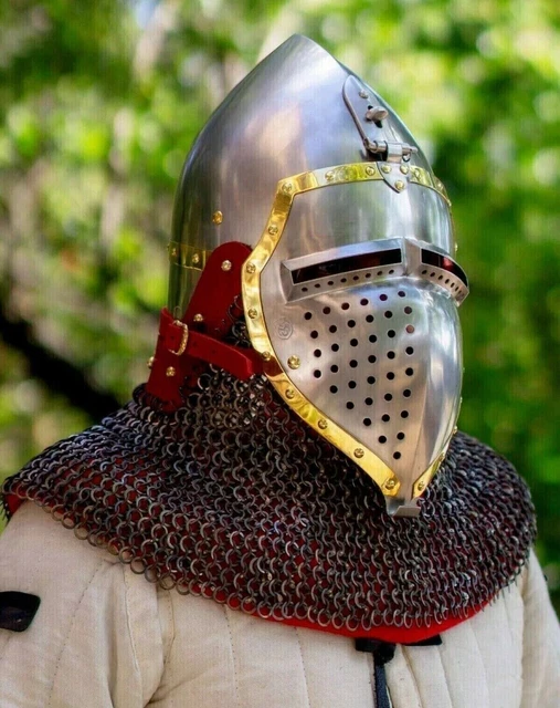 MEDIEVAL BASSINET HELMET, BASCINET with Klappvisior LARP helmet Costume ...