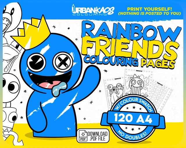 RAINBOW FRIENDS - 120 PRINT YOURSELF Colouring Pages - Urban Kaos ...