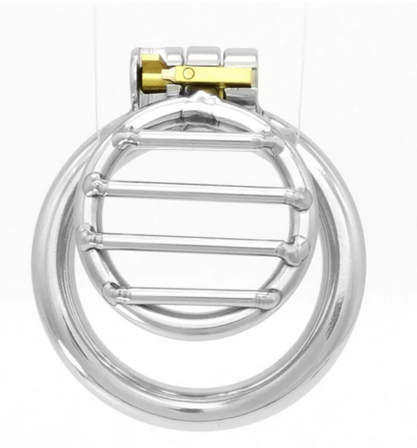 NEW STAINLESS STEEL Male Chastity Cage Device Small Flat Cage Lock ...