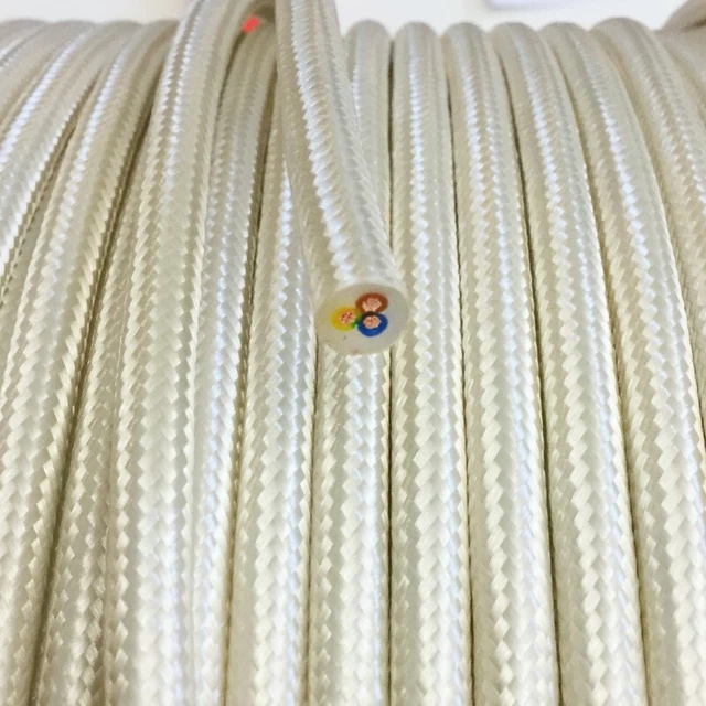 CÂBLE TEXTILE, FIL En Fibre Textile Tressé, Rond, Champagne, 3x0,75 ...