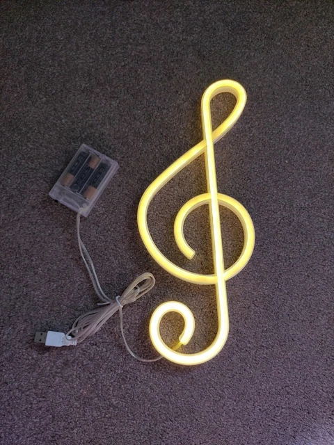 LED NEON LIGHT treble clef with batteries included and USB £1.13 ...