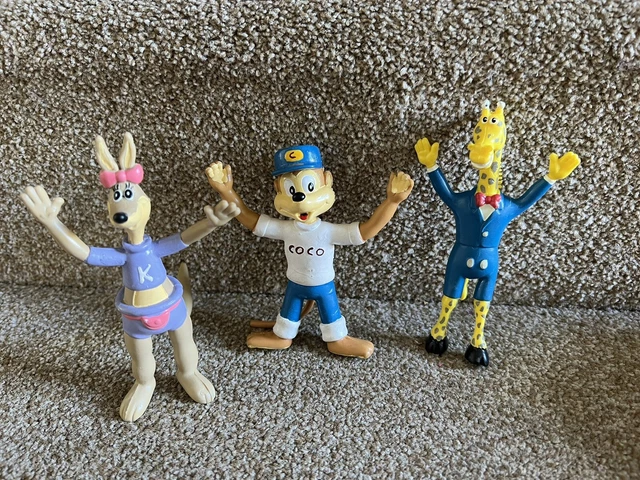 KELLOGGS COCO POPS Monkey Giraffe Kangaroo Posable Figure Vintage Bendy ...