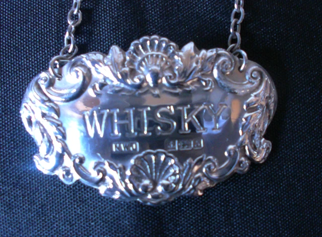 SOLID SILVER STUNNING Decanter Label Whisky Hallmark Date 1992 By N W J ...