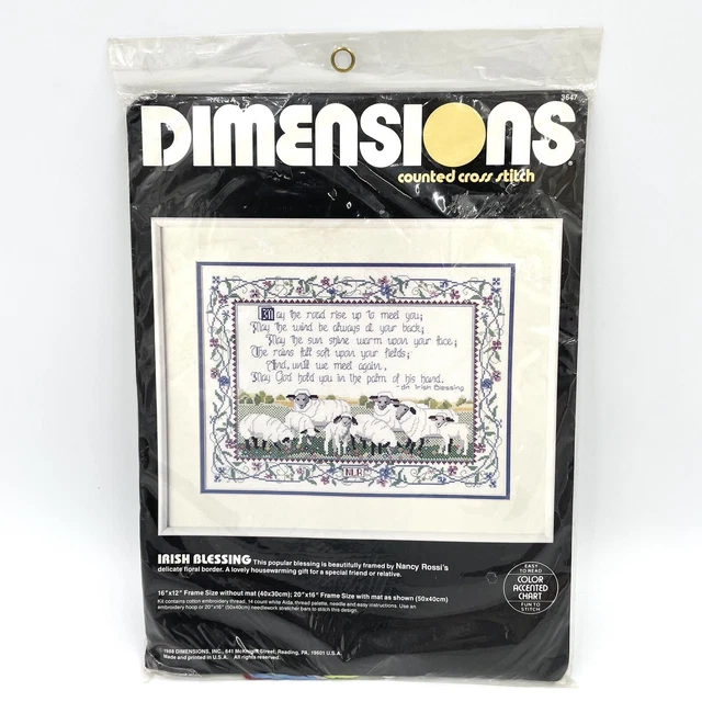 VTG DIMENSIONS CROSS Stitch Kit 3647 Irish Blessing 16”x12” New Sealed ...
