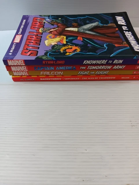 4 X MARVEL & DC Chapter Books Cpt America, Starlord, Superman, Falcon ...