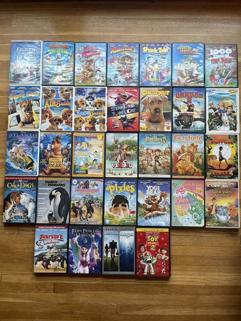 LOT OF 32 Kids DVDs Animated Children & Family Movies Disney Dreamworks ...