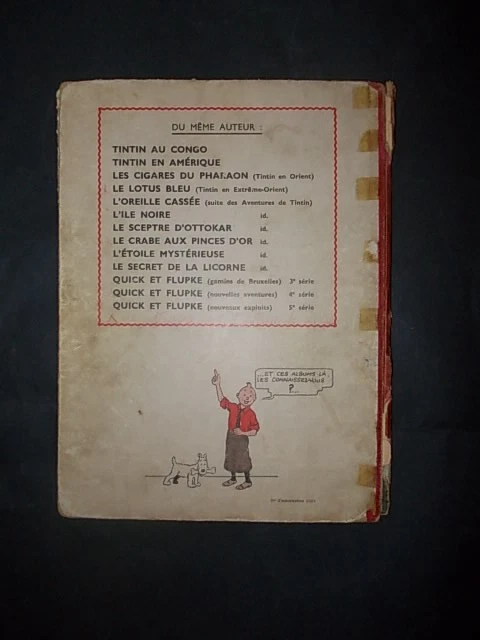 TINTIN HERGÉ CRABE aux Pinces d'Or Edition Originale Hors Texte 1944 A ...