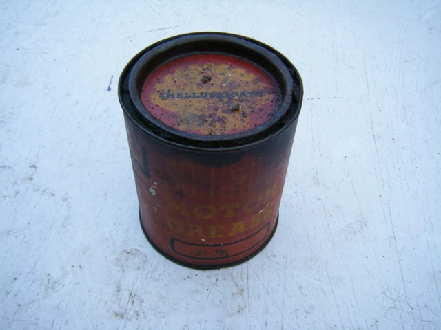 SHELL STICKMAN GREASE Tin Prewar Oil Can Vintage Classic Car Tractor ...