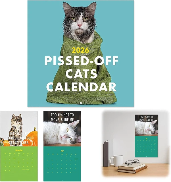 2026 PISSED-OFF CATS Calendar, 2026 Funny Grumpy Cat Wall Calendar for ...