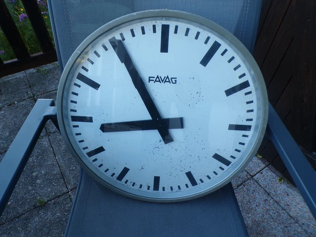 HORLOGES, MURAL, OVALE, de gare Favag, gris et blanc, diamètre 43cm EUR ...