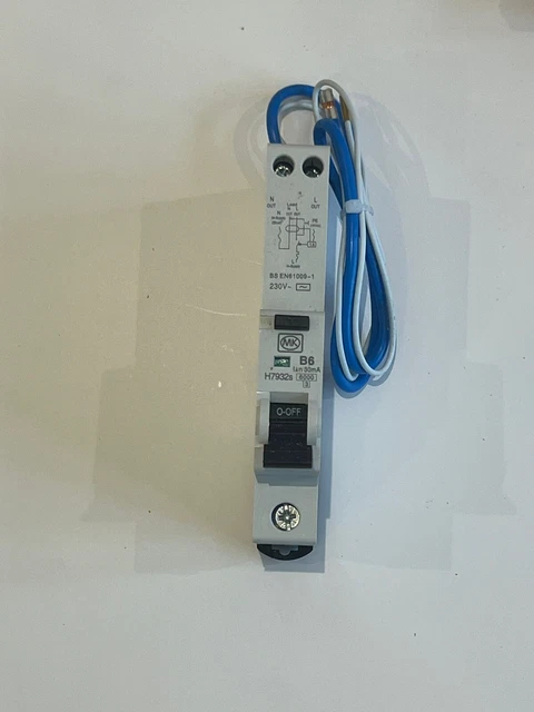 MK SENTRY 6A ELECTRICAL RCBO H7932s TYPE B AC 6A 30MA SINGLE MODULE 6 ...