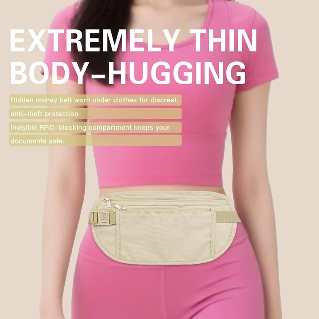 MONEY BELT TRAVEL Hidden Fanny Pack Blocking Passport Holder Slim Waist ...