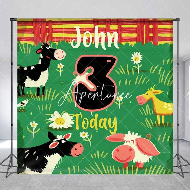 FARM ANIMALS LAWN Custom Name 3rd Birthday Backdrop $35.97 - PicClick AU