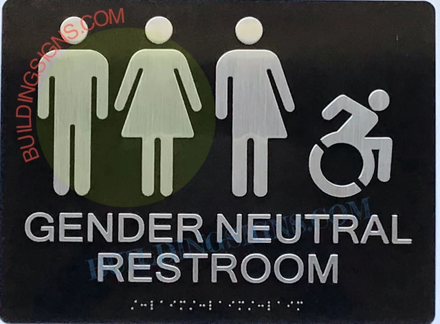 GENDER NEUTRAL RESTROOM Accessible Sign With Braille (9X12 Black ...