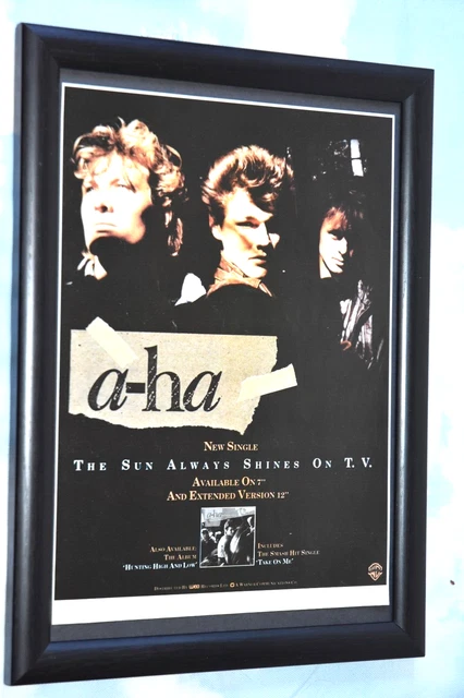 A-HA BAND framed A4 1985 sun always shines on tv ALBUM original promo ...