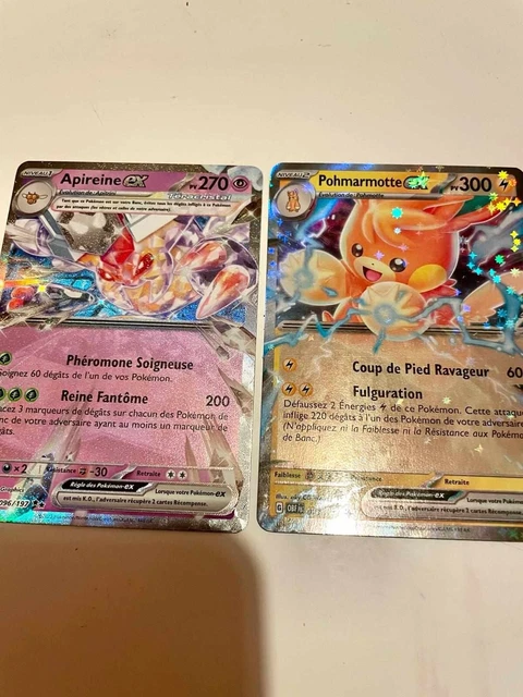 CARTE POKÉMON APIREINE EX 096/197 et Pohmarmotte EX - Flammes ...