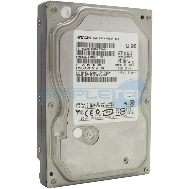HDD HARD DISK Disco Rigido 320gb 3,5" Sata Hitachi Computer Fisso ...