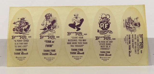 REVELL ED BIG Daddy Roth Rat Fink Vintage 5 Sticker Promo Sheet Super ...