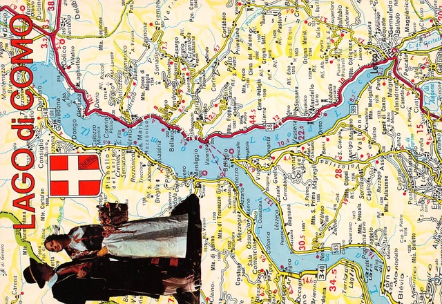CARTOLINA COMO LAGO mappa cartina abiti tradizionali EUR 5,00 - PicClick FR