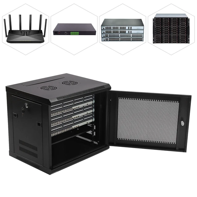 9U WALL MOUNT Server Cabinet Network Rack 2 Layers Enclosure Vent ...