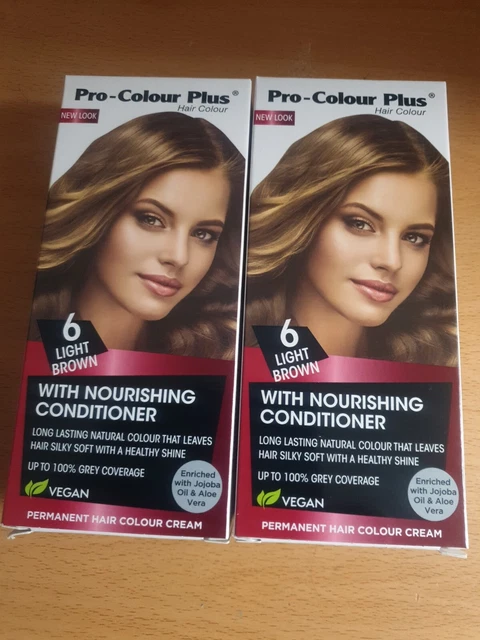 2 X PRO-COLOUR Plus - Permanent Hair Colour - No.6 Light Brown - BNIB £ ...