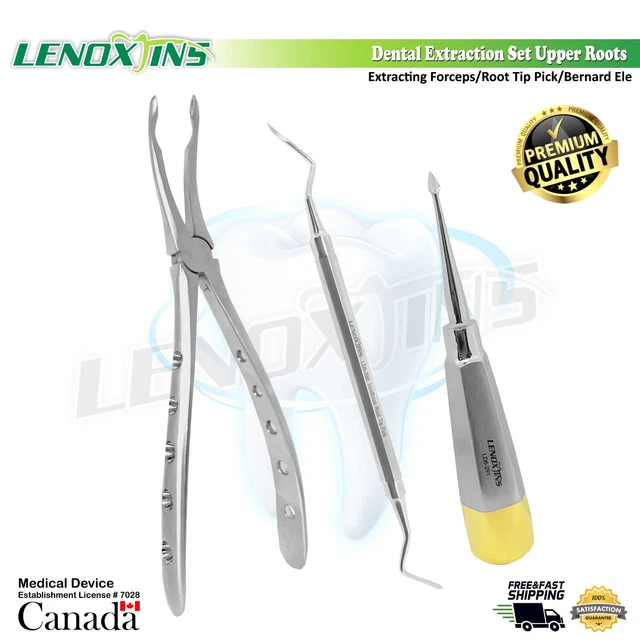 DENTAL EXTRACTION SET Upper Roots, Extracting Forceps-Root Tip Pick ...