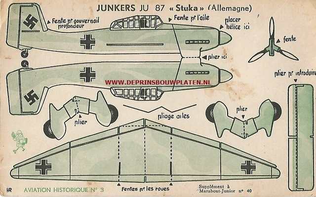 STUKA JUNKERS JU87 Papiermodell Baubogen Karton paper model cut out kit ...