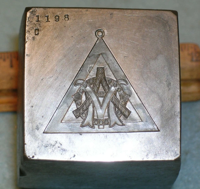 MATRICE D'ESTAMPILLAGE EN acier antique 1907 MAONIC OAM BIJOU 5+ lb * MC Lilley EUR 73,67 ...