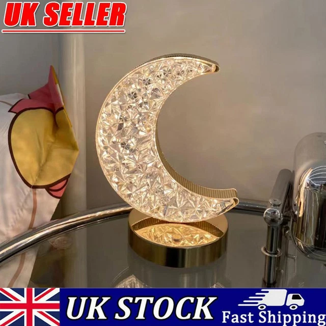 3D ACRYLIC MOON Desk Lamps Rechargeable 800mAh Star Moon Table Light ...
