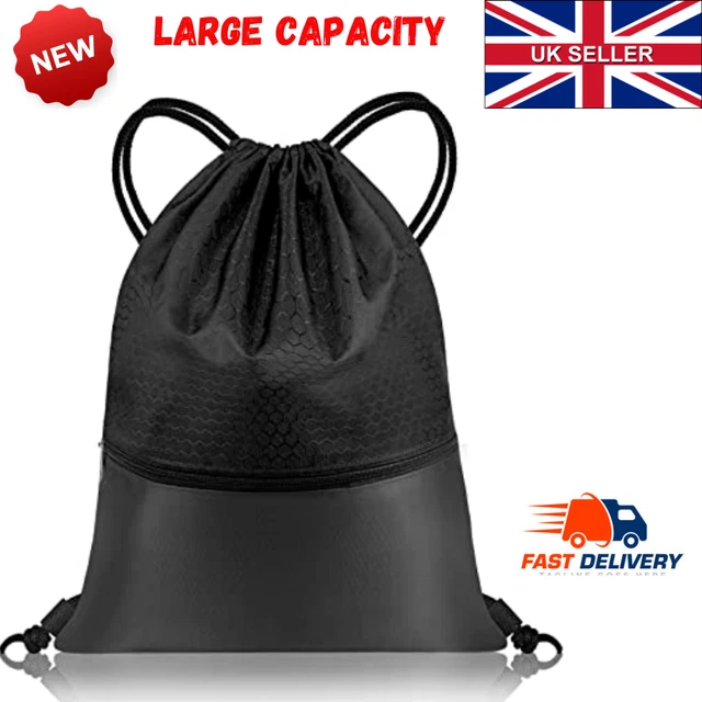 DRAWSTRING GYM BAGS Waterproof Swimming Bag Sport Gym Sack Large PE Bag ...