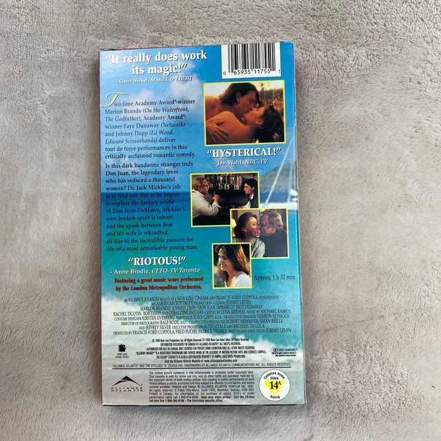 DON JUAN DEMARCO 1995 Johnny Depp Marlon Brando Romance Drama VHS Tape ...